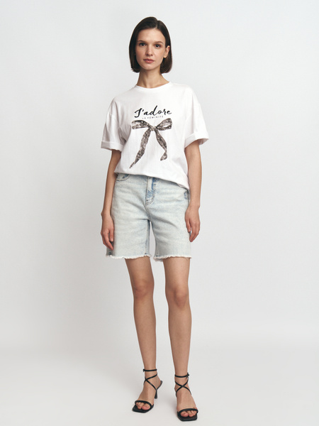 Шорты Женский Zolla Повседневный светло-синий, размер 52 Хлопок, Эластан, рост 164-176 купить c ...