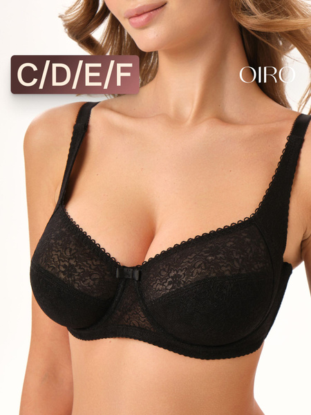 Бюстгальтер Женский OIRO мягкая чашка на каркасе, на косточках, размер 85D черный Нейлон ...