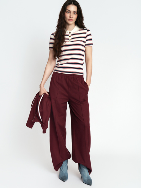 Брюки Женский Zolla бордовый Хлопок, Полиэстер Повседневный, размер 46 Демисезон, рост 164-176 ...