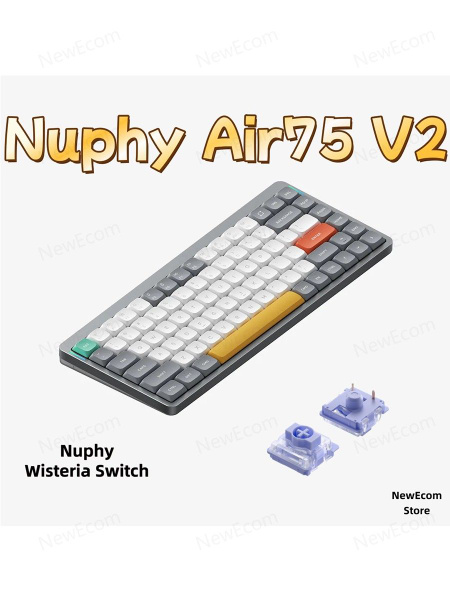 NuPhy Клавиатура беспроводная Air75 V2 (75%), поддерживает Bluetooth/2.4G/USB-C и RGB-подсветку ...