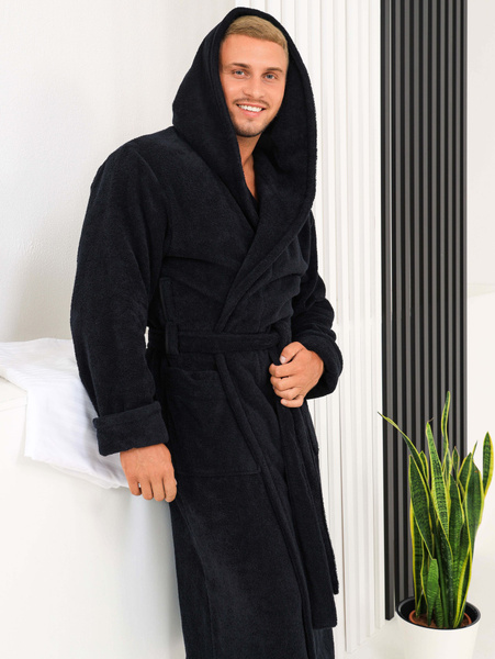 Халат Мужской ТЕРРИ КОТТОН Повседневный Карманы, Манжеты антрацитовый ...