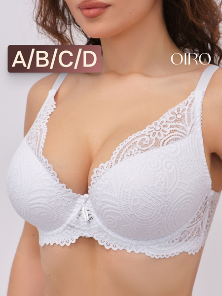Бюстгальтер Женский OIRO, размер 90D белый бриллиант Полиамид, Эластан Повседневный Китай Крючки ...