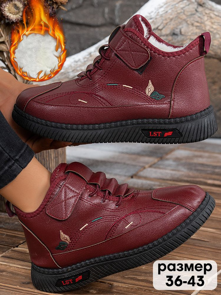 Ботинки Женский Feabrate красный, размер 40 Зима R (средняя) Липучки Платформа Россия купить c ...