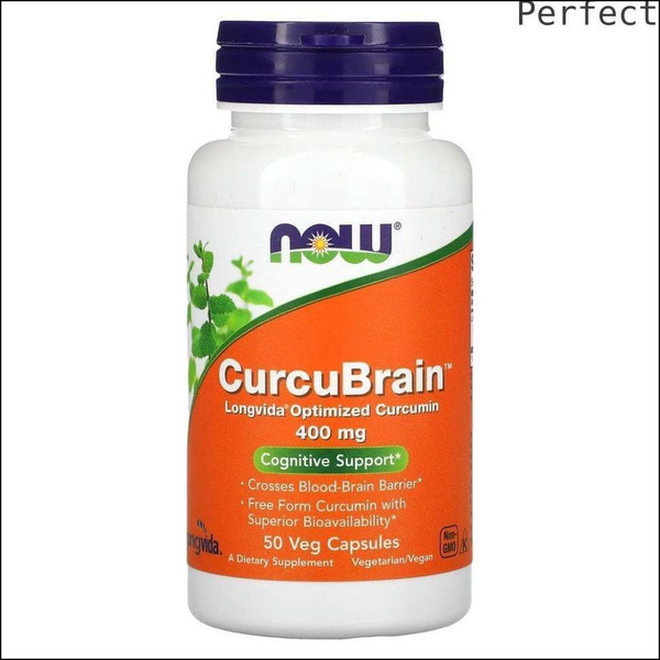 NOW Foods, CurcuBrain, когнитивная поддержка, 400 мг, 50 растительных ...