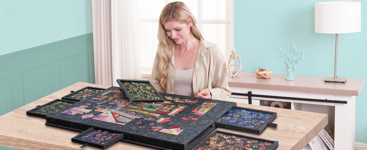 Коврик-стол для пазлов с ящиками,Стол коврик для сборки пазлов купить ...