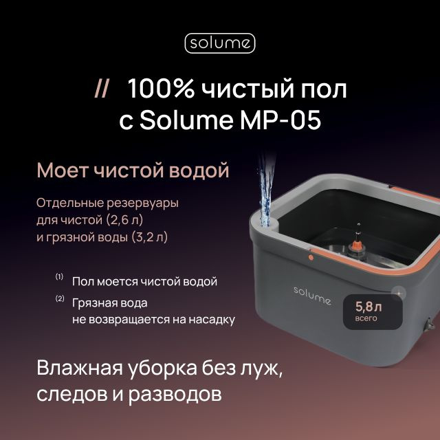 Умная швабра с отжимом и ведром для мытья пола SOLUME MAXIMA купить на ...
