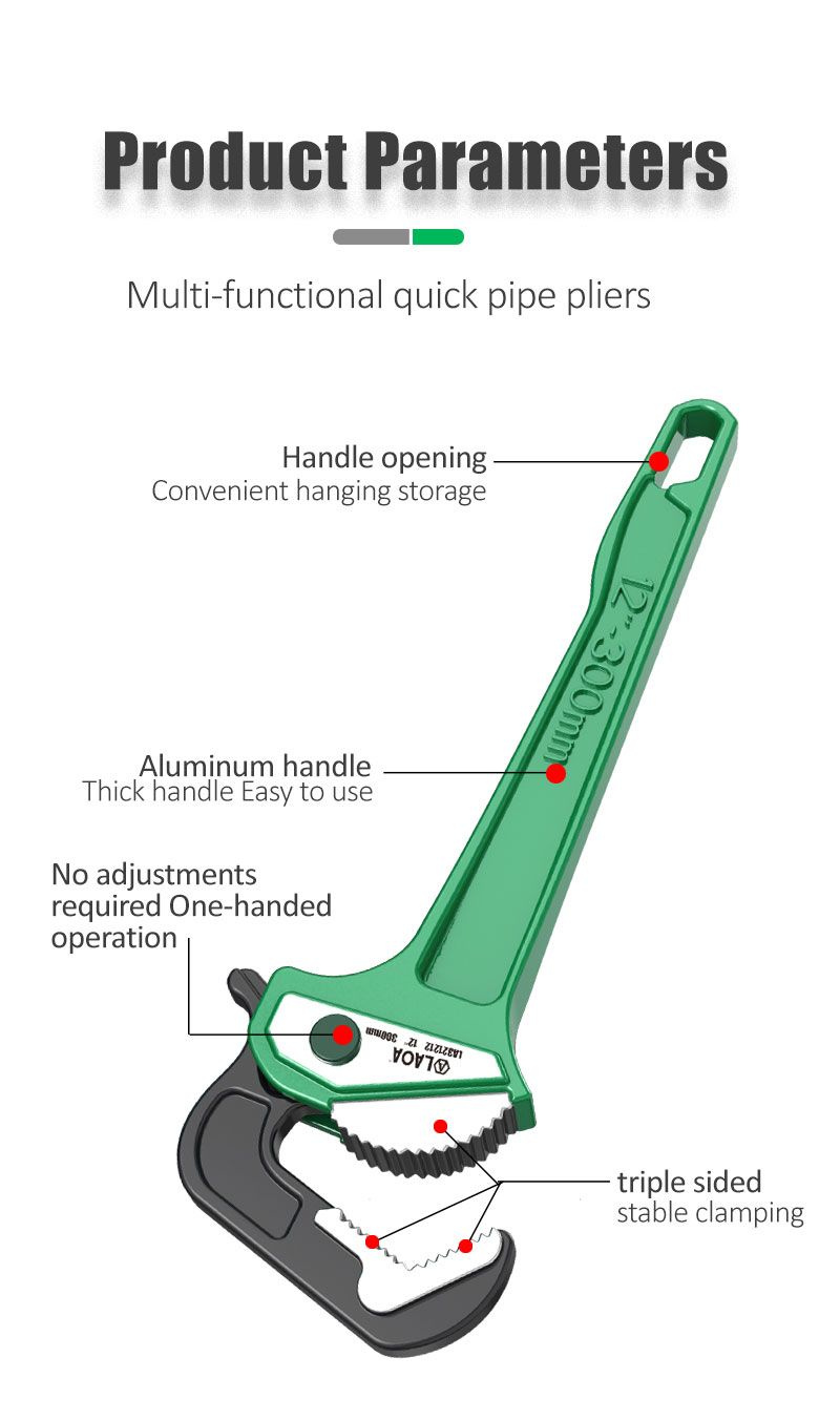 Трубный ключ 10 дюймов., Сверхмощный сантехнический ключ LAOA, быстрозажимной, большое отверстие ...