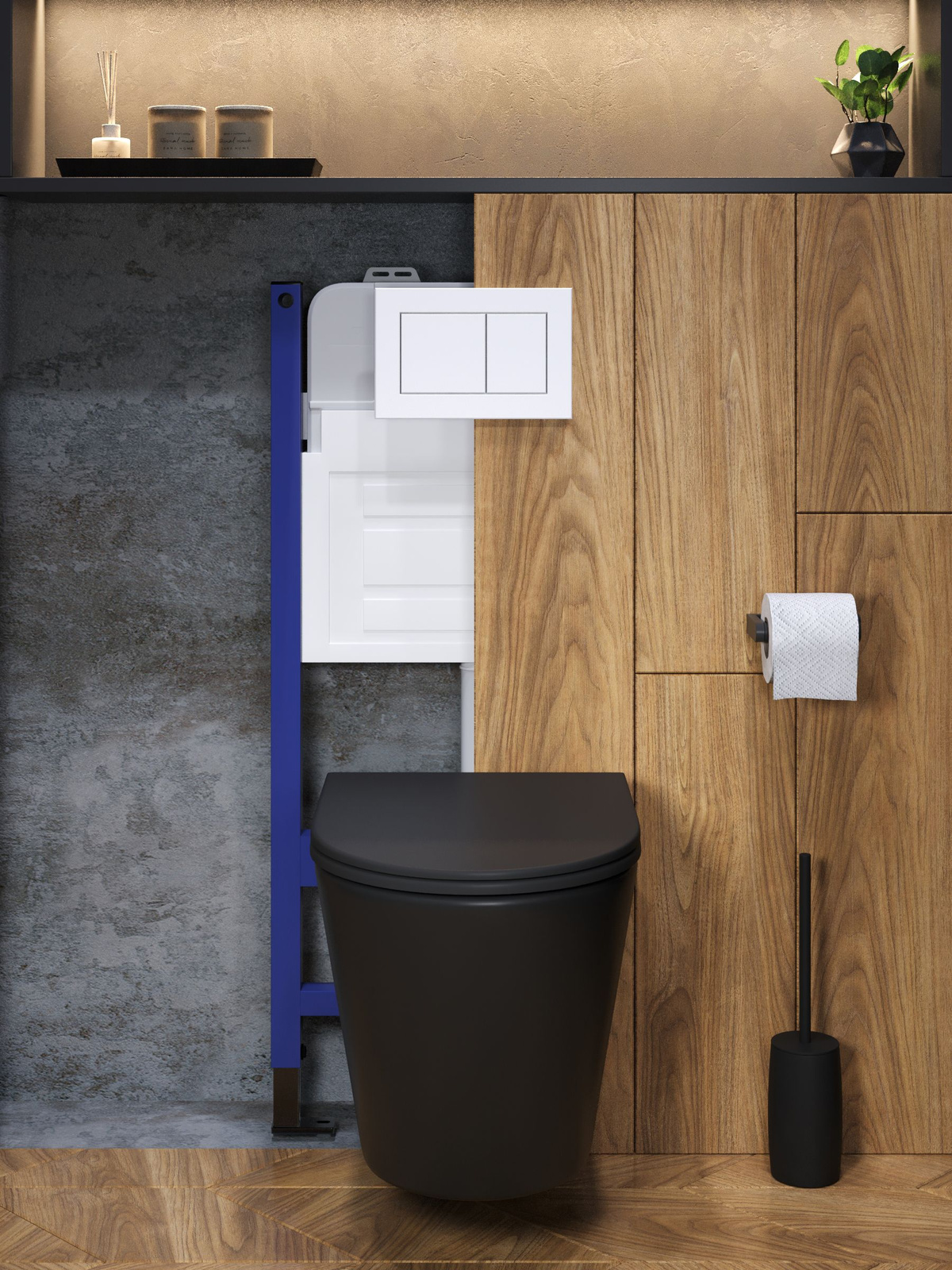 Комплект инсталляция с унитазом и кнопкой 3 в 1. Watersense инсталляция + безободковый подвесной ...