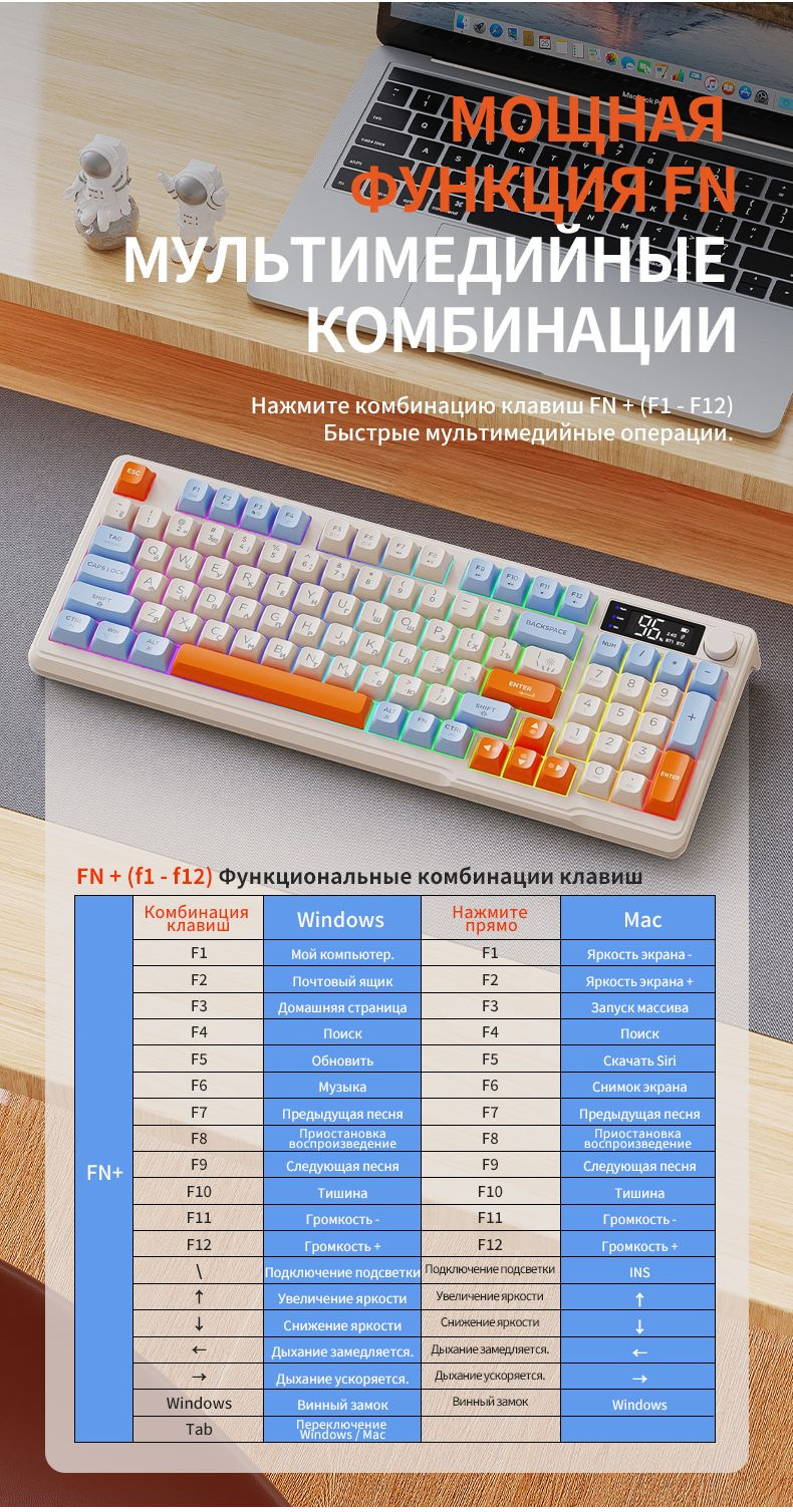 Free Wolf Игровая клавиатура беспроводная M96 блютуз клавиатура ...