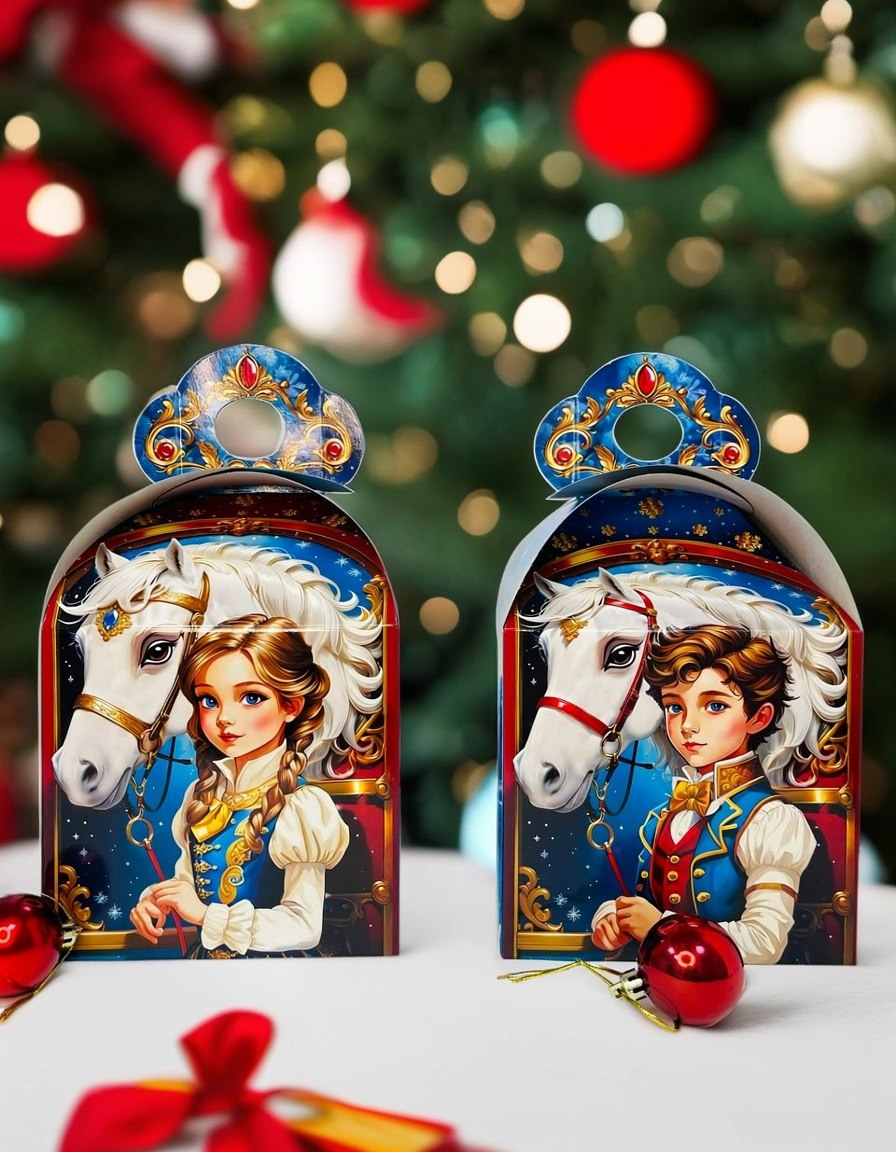 Новогодняя упаковка Кай и Герда, 1.5 кг 25 шт. Новогодняя коробка для ...