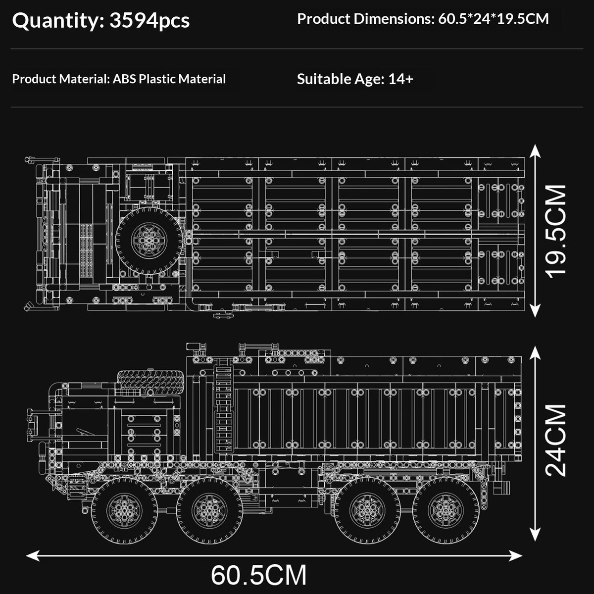Пластиковый конструктор Mould King 20044/20045 8x4 RC Missile Truck ...