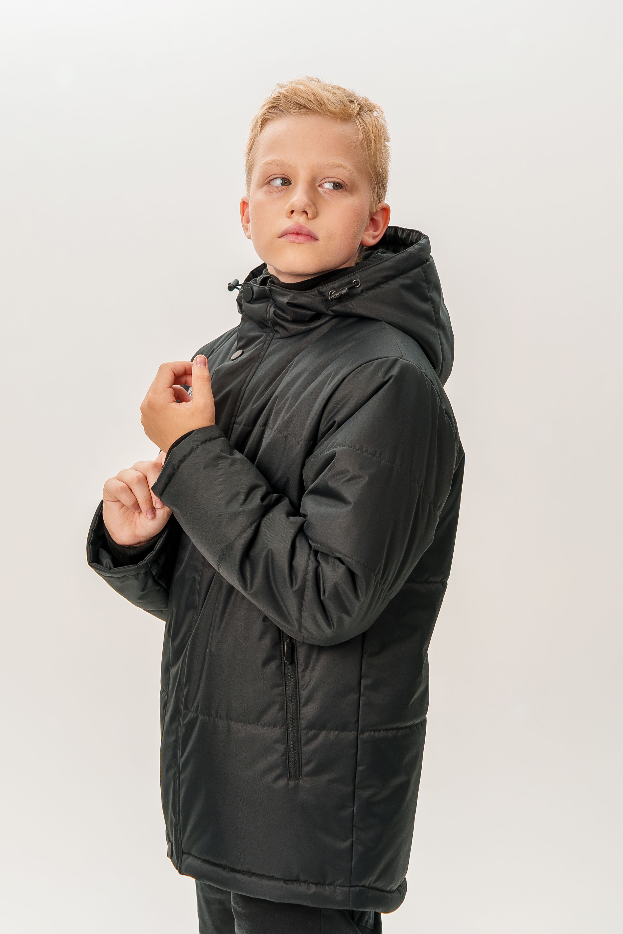 Куртка Мальчики VOMA черный Breathable, размер 140 Длинный Зима прямой ...
