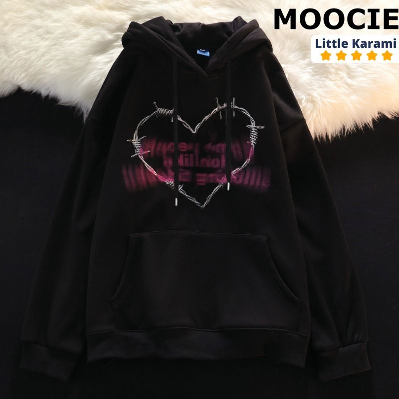Толстовка Мужской, Женский MOOCIE Декольте черный Затягивающийся шнурок ...