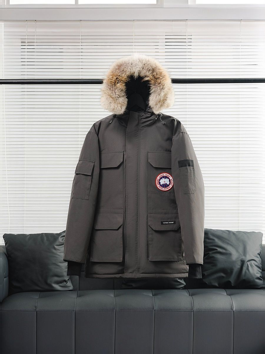 Пуховик Мужской CANADA GOOSE Пряжки сигнальный серый съемный воротник ...