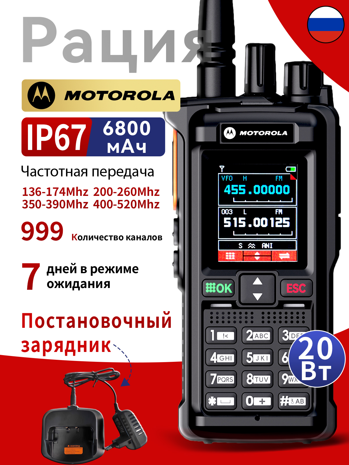 Радиостанция Motorola RU026-GT12-c2, 999 каналов купить c доставкой на ...