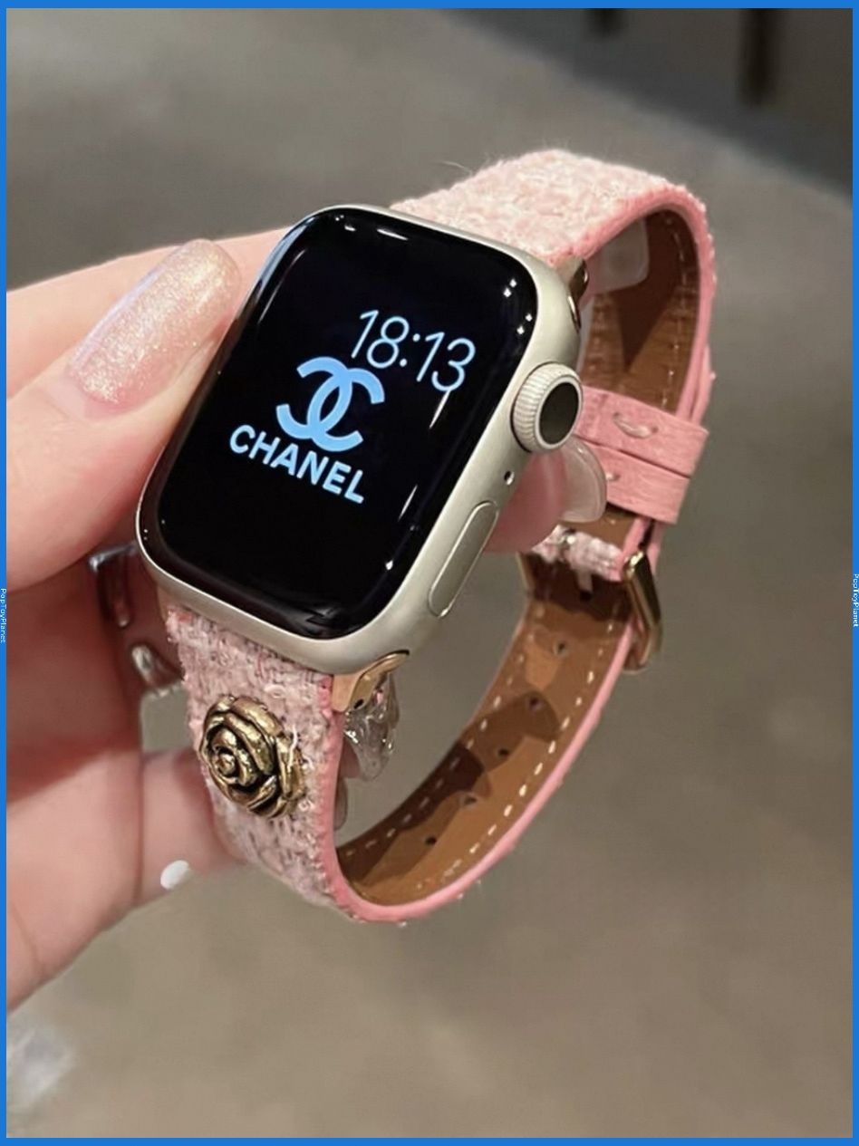 Эксклюзивный кожаный браслет Chanel для Apple Watch Series 10 42mm, а ...