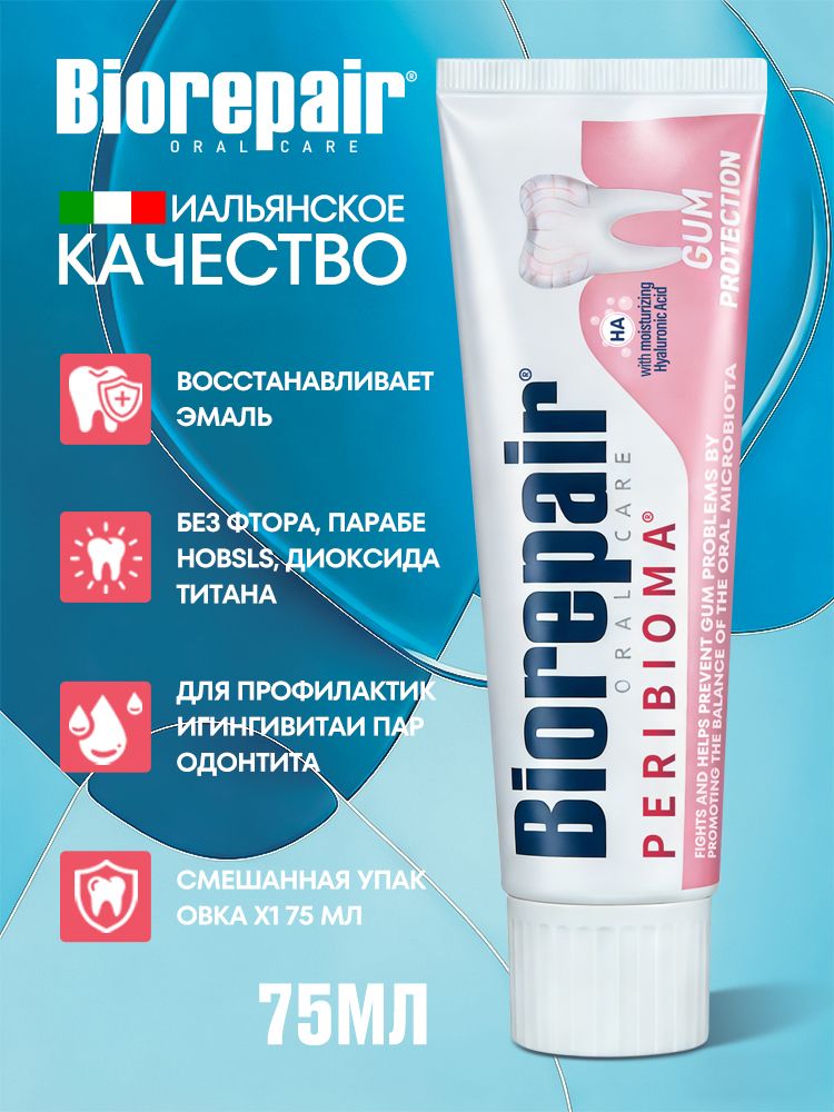 Зубная паста Biorepair Peribioma Gum Protection для защиты десен, 75 мл ...