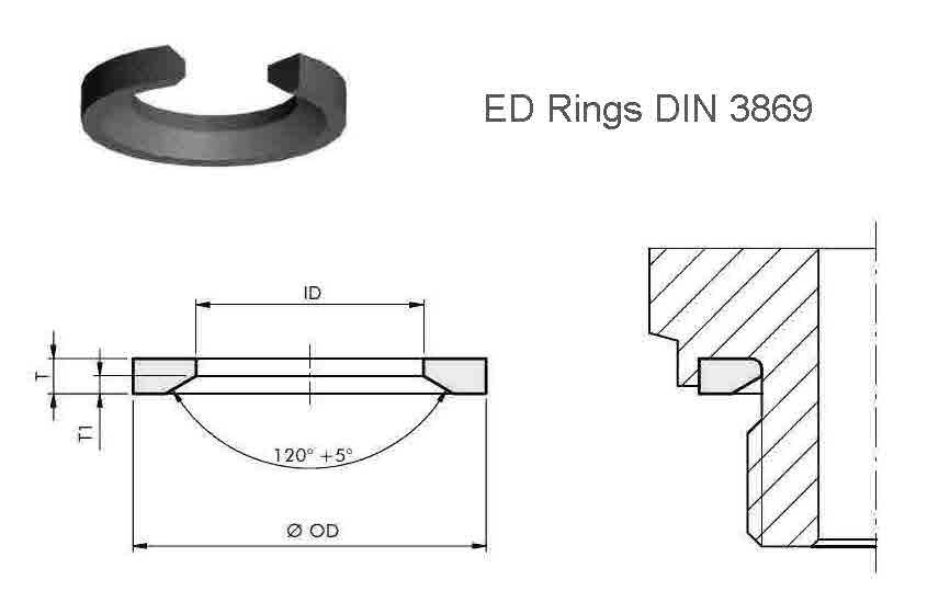 кольца уплотнительные ED-ring DIN 3869 M12 (9,8x14,4x1,5) из FKM ...