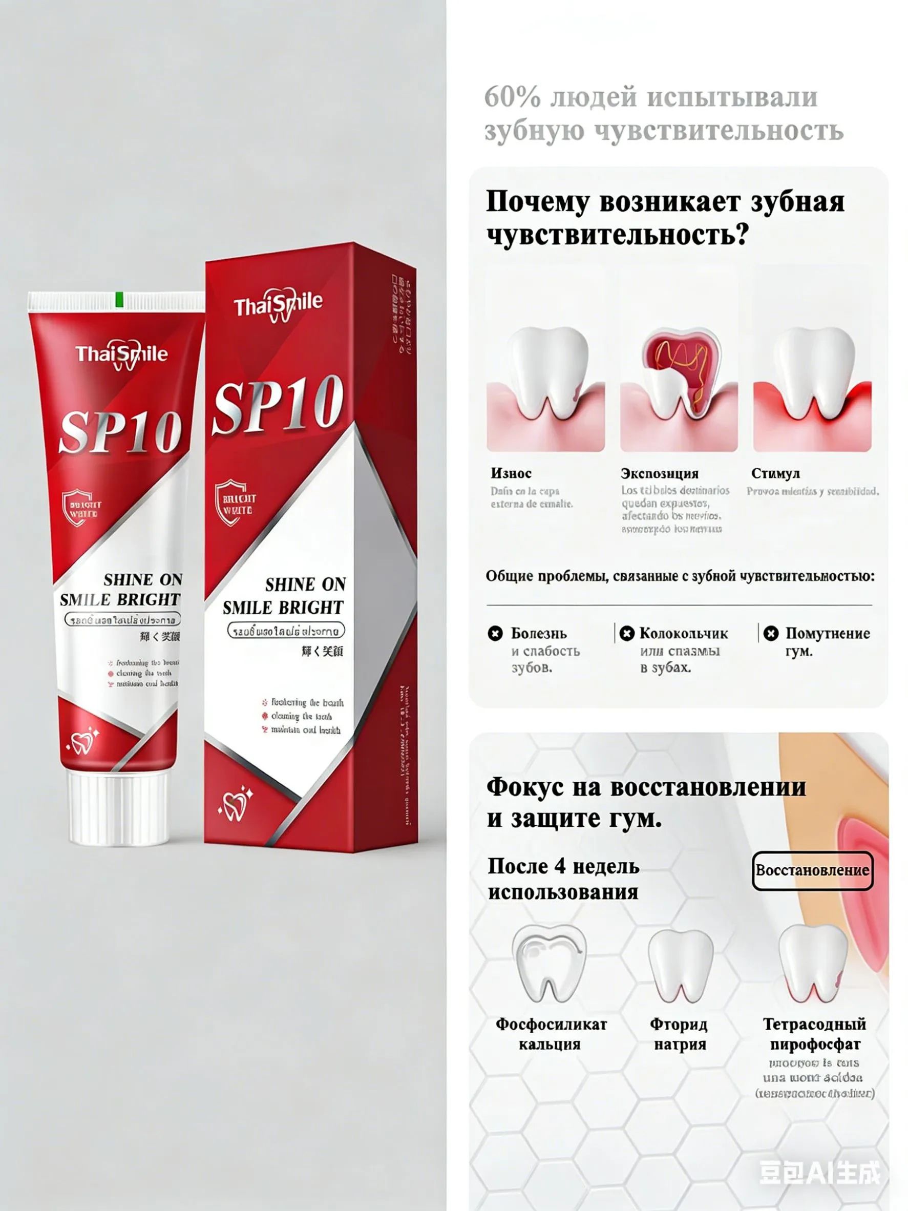 ThaiSmile SP10 Зубная паста для борьбы с чувствительностью зубов 100г ...