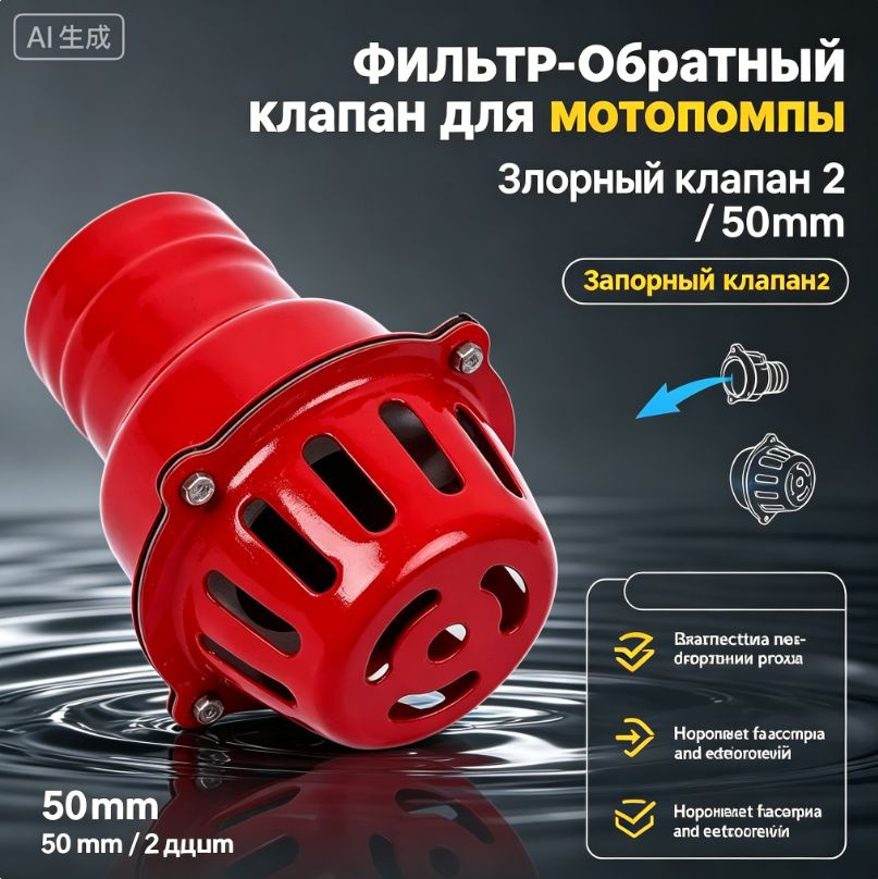 Всасывающий фильтр (железный) с обратным клапаном для насосов,мотопомп ...