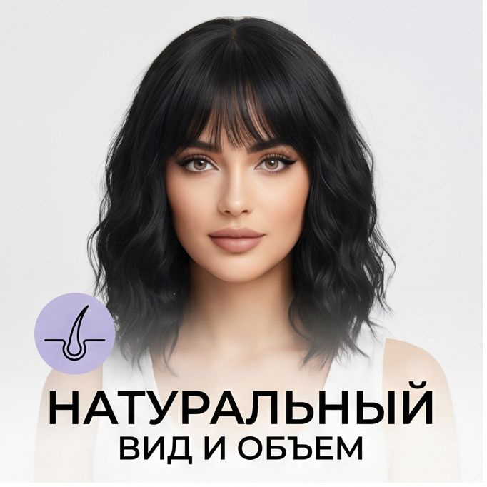 Женский парик боб волны восьмерочная челка кружевая сетка 200г купить c ...