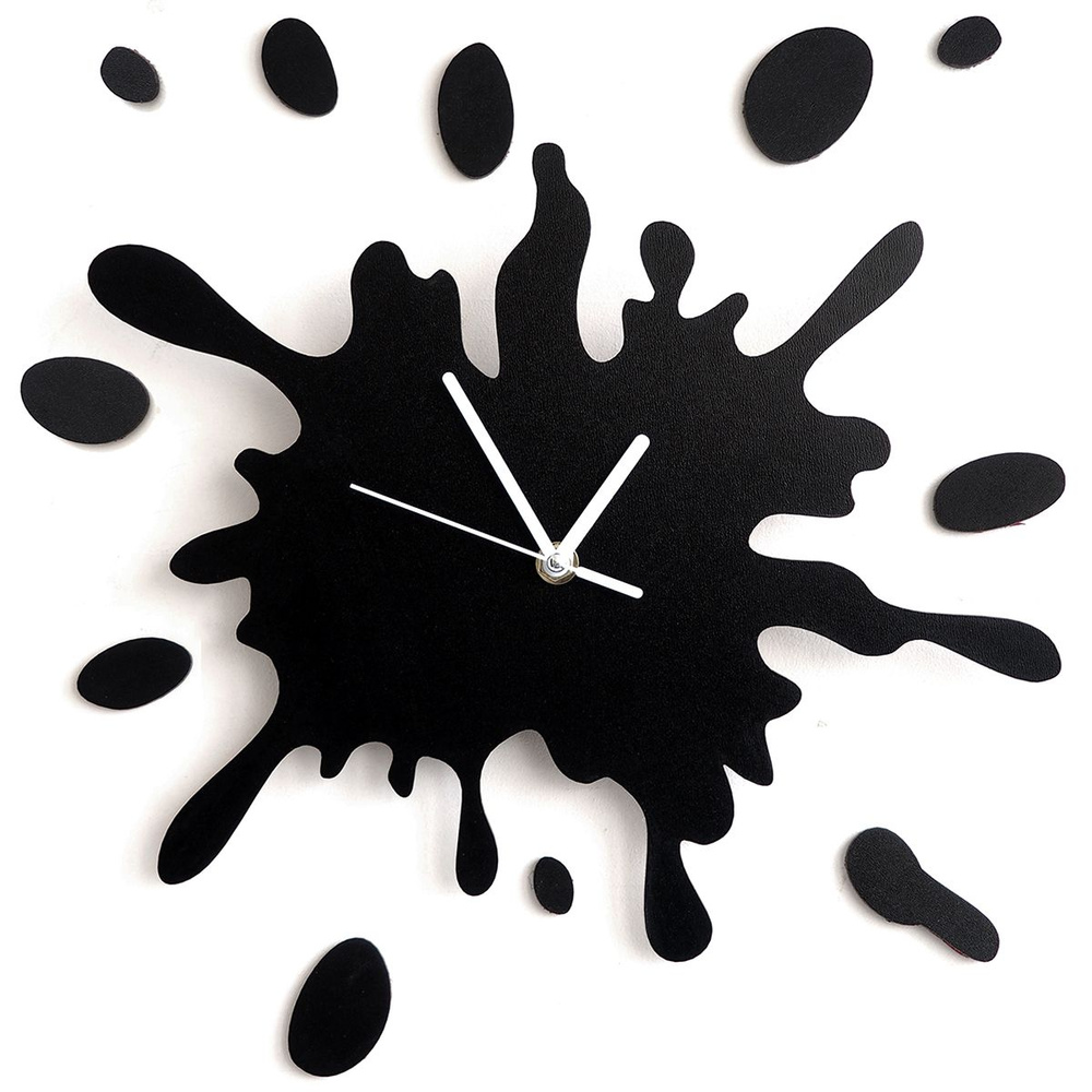 Настенные часы Клякса 30х32 см черные бесшумные купить C доставкой на Ozon по низкой цене