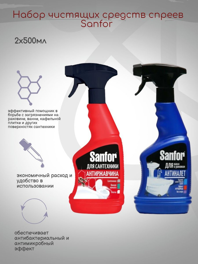 Набор чистящих средств спреев Sanfor 2x500мл - купить с доставкой по выгодным ценам в интернет ...