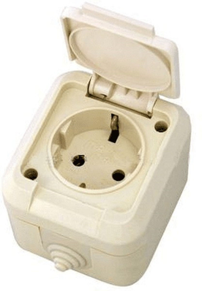 Розетка с заземлением и крышкой полугерметичная, кремовый Makel Nemilyer 18204 IP44 - купить по ...