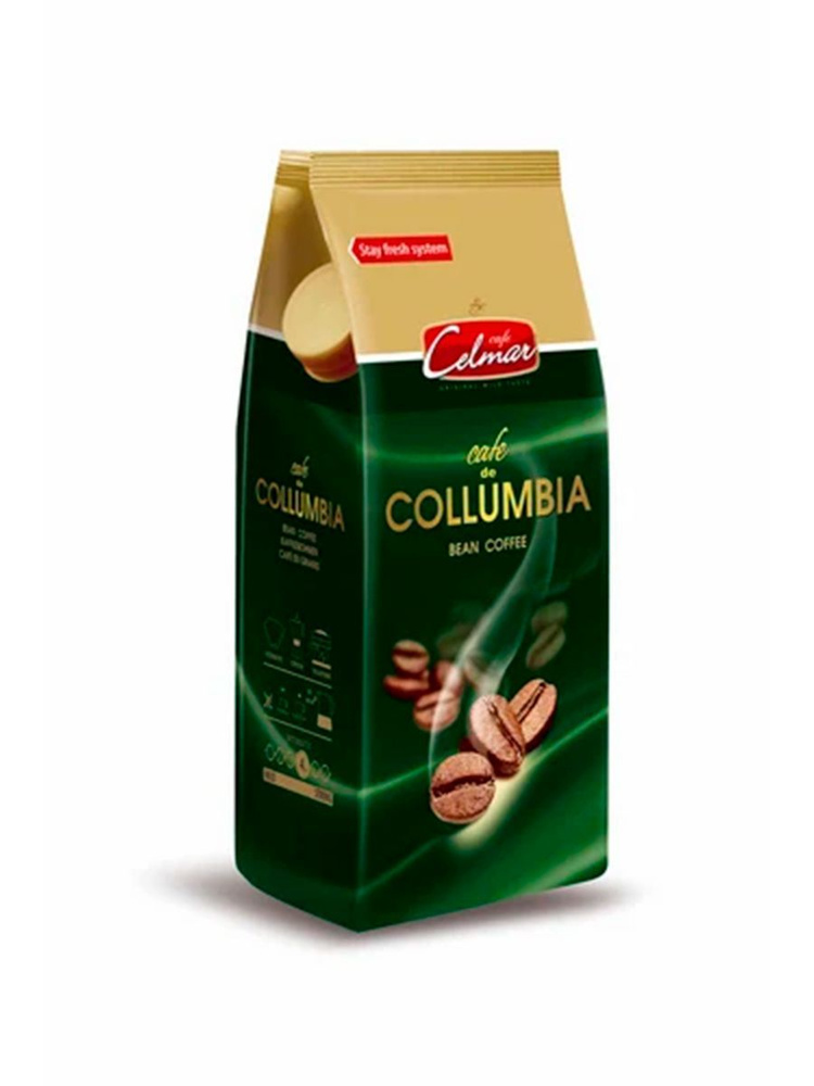 Celmar Кофе De Collumbia зерновой в мягкой упаковке, 1000 г - купить с ...