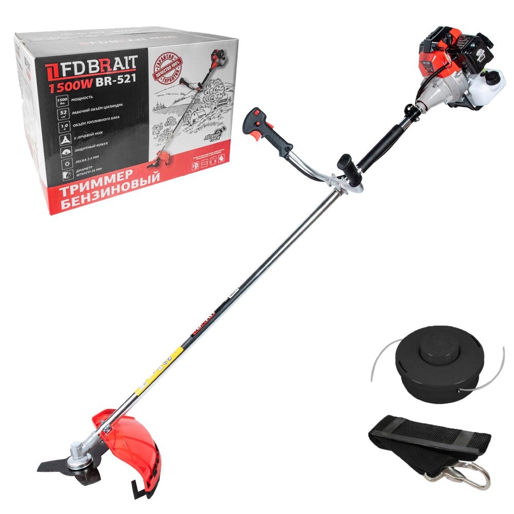 Триммер / мотокоса / бензиновая BRAIT BR-521 (52 см3, 1.5 кВт, 2-х тактный двигатель), - купить ...