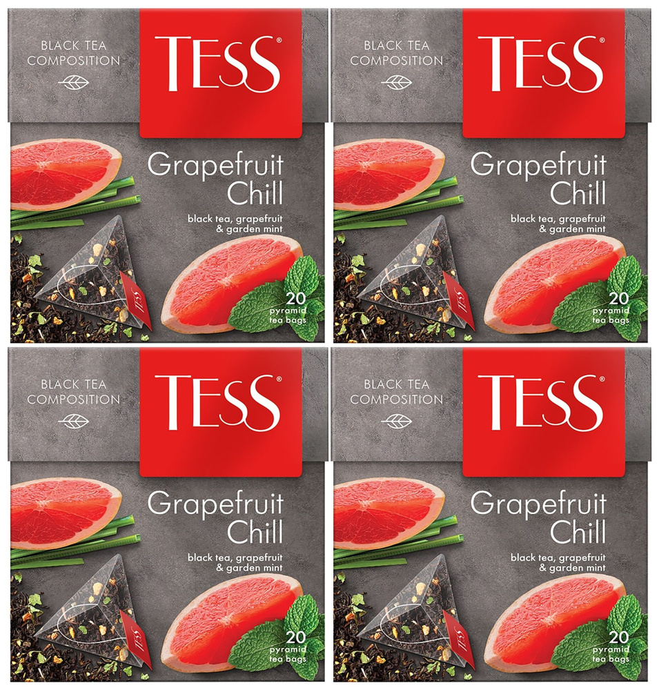 Чай черный в пирамидках Tess Grapefruit Chill, 20 пакетиков х 4шт ...
