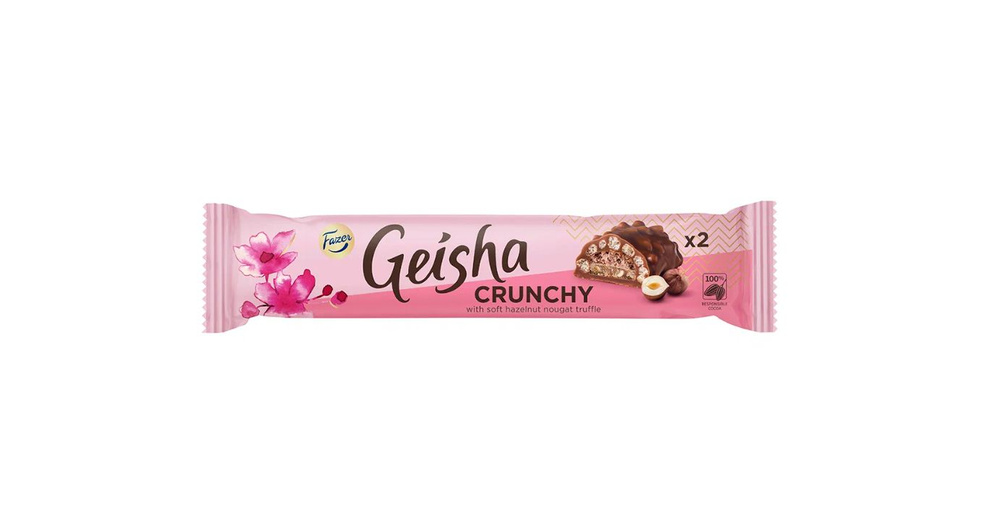 Батончик с воздушным рисом в шоколаде Fazer Geisha Crunchy с трюфельной ...