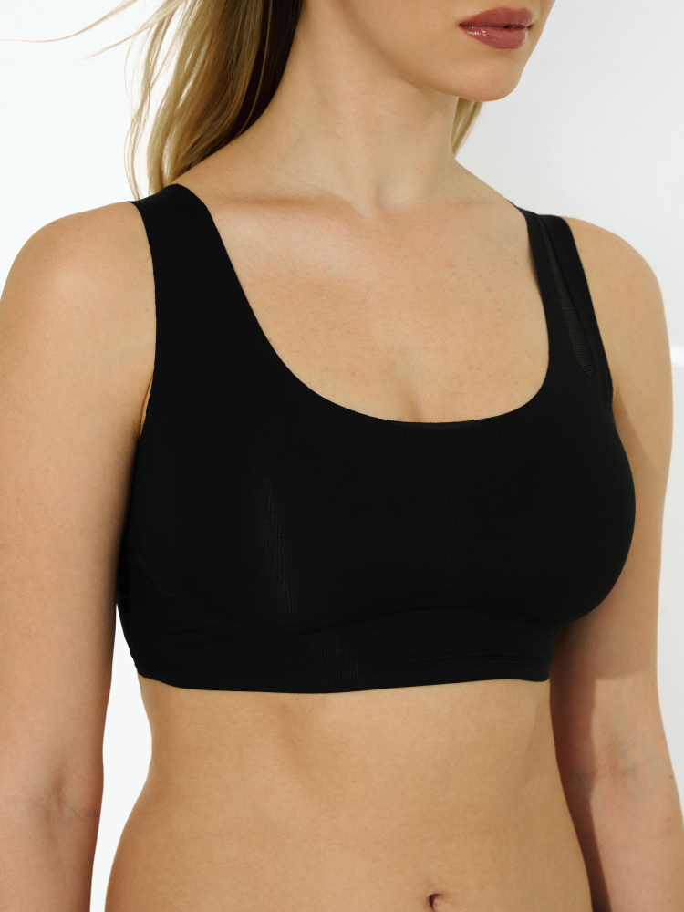 Топ-бра Женский Smelee черный, глубокий черный, размер 70A, 70B Полиамид, Эластан Повседневный В ...