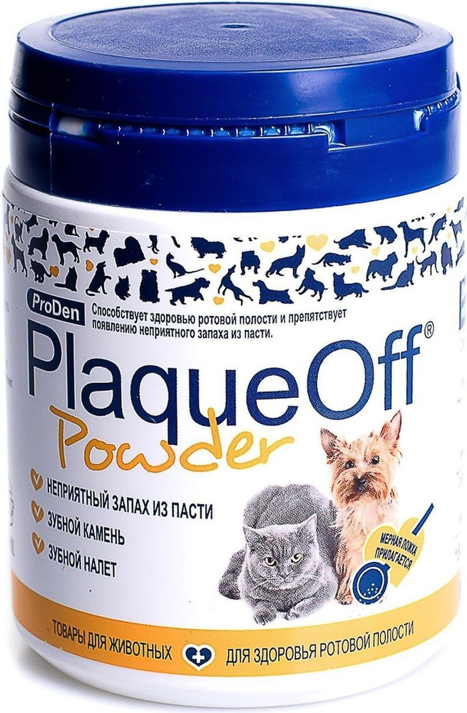 ProDen PlaqueOff / Средство Проден ПлагОфф для профилактики зубного камня у собак и кошек, 180 г ...
