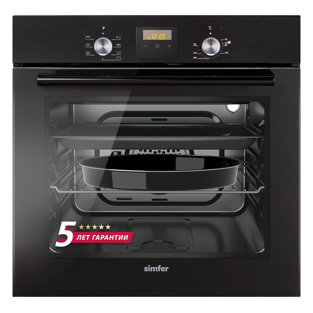 Электрический встраиваемый духовой шкаф Simfer, 7 режимов, конвекция, гриль, 58 литров ...