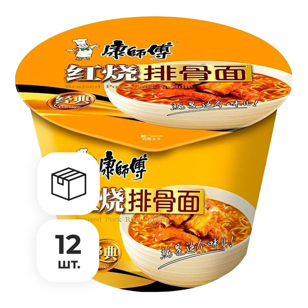 Лапша быстрого приготовления со вкусом тушеных ребрышек Kang Shi Fu ...