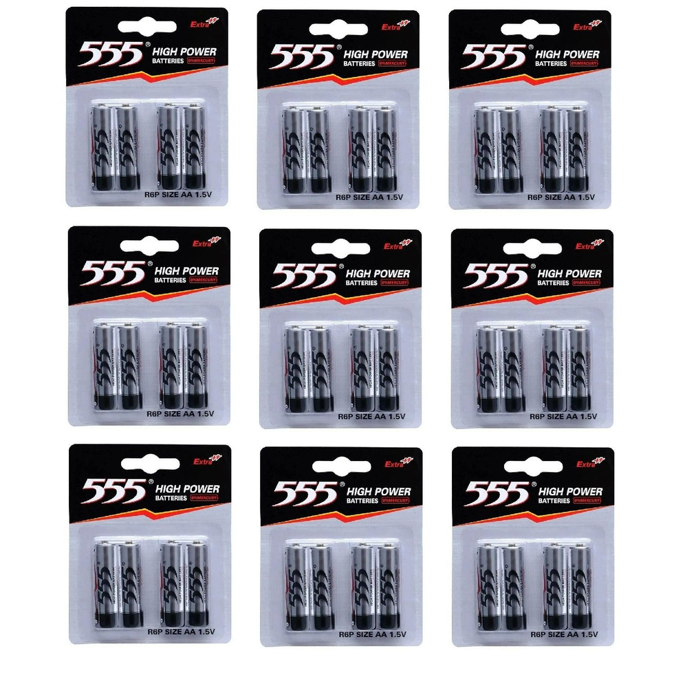 555 Элементы питания AA, солевые R6P, 4 шт/уп, 9 уп купить на OZON по низкой цене (1959334402)
