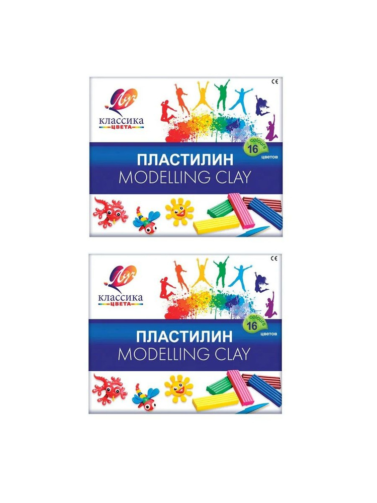 Пластилин Луч Классика, 16 цветов, 2 упак - купить с доставкой по ...