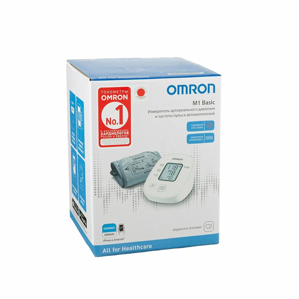 Тонометр OMRON M1 Basic манжета 22-32см индикатор аритмии, технология Intellisense, без адаптера ...