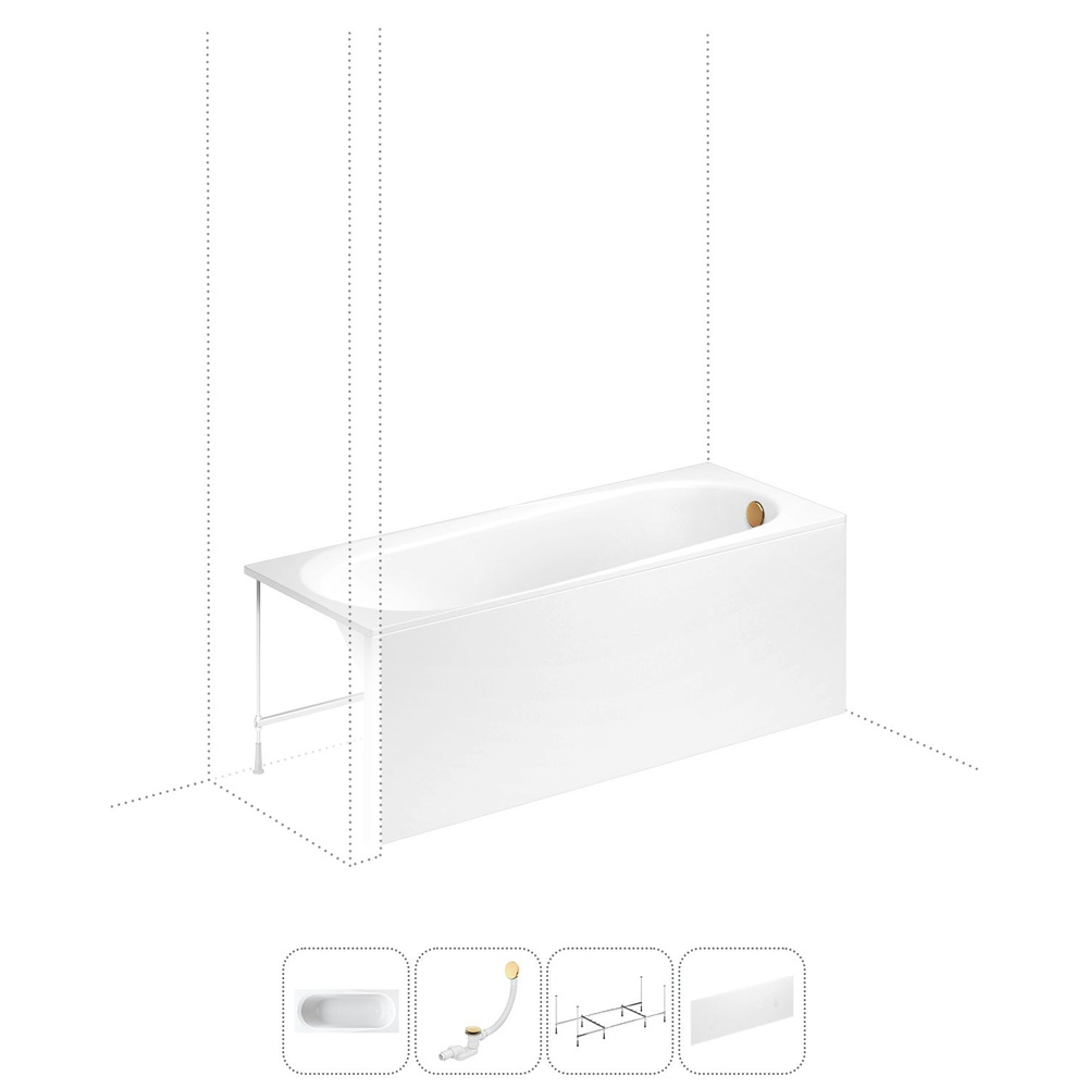 Акриловая ванна 150x70 с каркасом и экраном Lavinia Boho Biore ...
