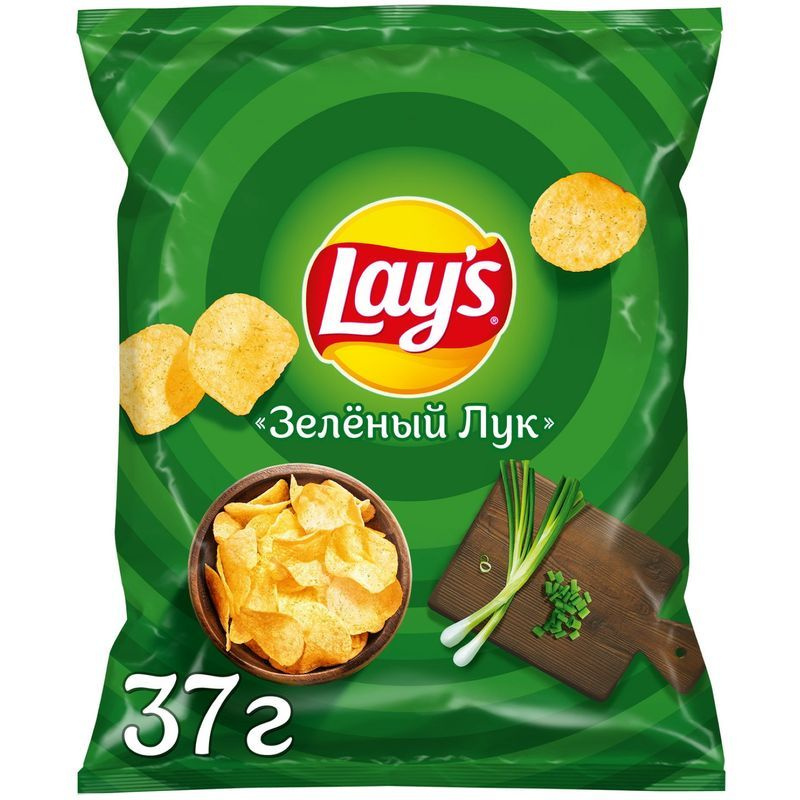 Чипсы картофельные Lays со вкусом молодого зеленого лука, 37г купить на OZON по низкой цене ...