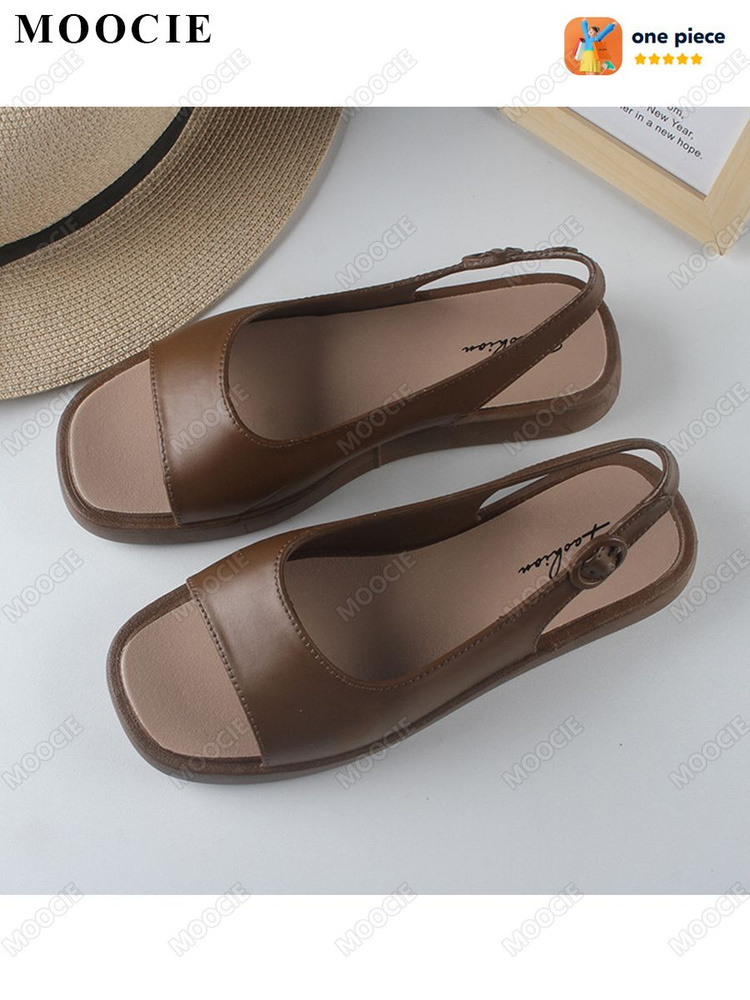 Босоножки Женский MOOCIE Без каблука Каучук, размер 36, 37 Толстая подошва Лето Без застёжки ...