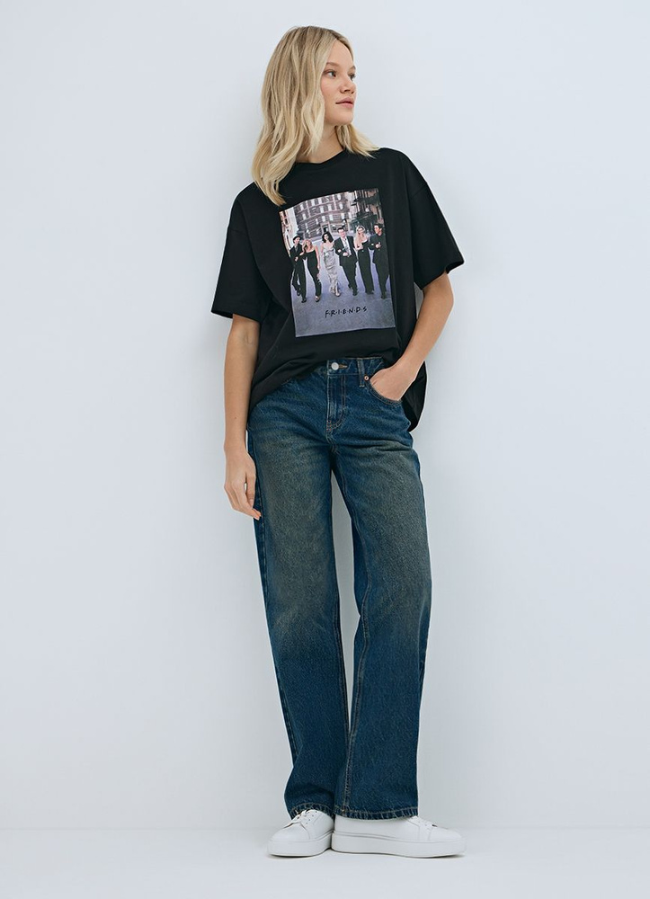 Джинсы Женский O'STIN синий Деним, размер 46 полуприлегающий Молния Средняя Карманы Китай На ...