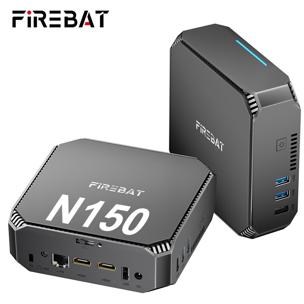 FIREBAT Мини-ПК (Intel N150, RAM 16 ГБ, SSD 512 ГБ, Intel UHD Graphics, Windows 11 Pro), черный ...