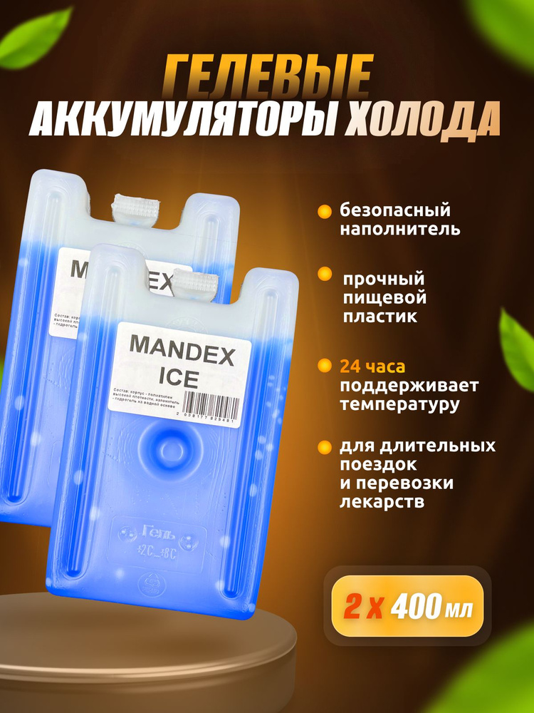 Аккумулятор холода гелевый, хладоэлемент для термосумки Mandex 2 шт ...