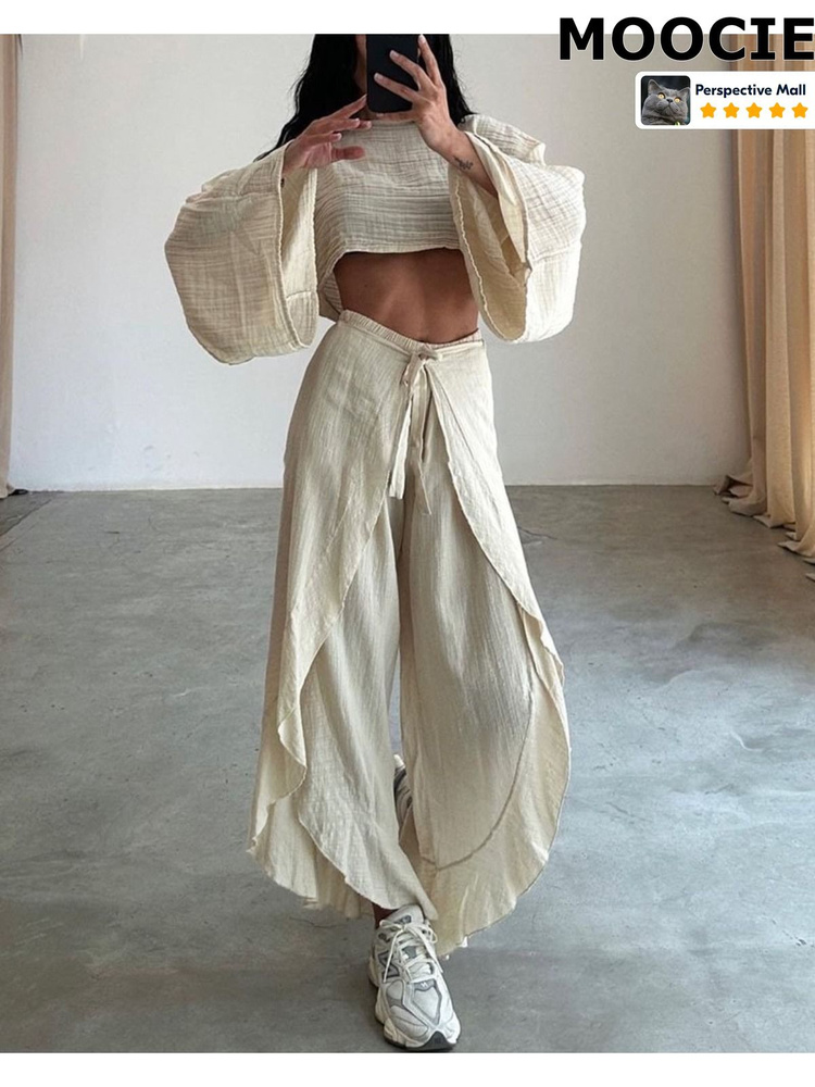 Костюм классический Женский MOOCIE Домашний бежевый, размер 44 Микровельвет Однотонный Китай ...