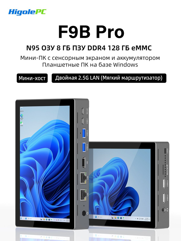 Higole Мини-ПК F9B Pro (Intel Alder Lake N95, RAM 8 ГБ, HDD 128 ГБ, Intel UHD Graphics, Windows ...
