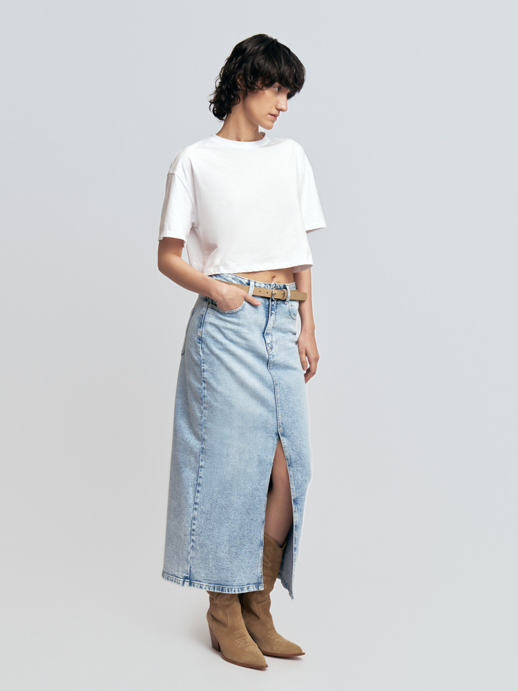 Юбка Женский Zolla голубой Хлопок, Эластан, размер 46 Лето, рост 164-176 купить c доставкой на ...