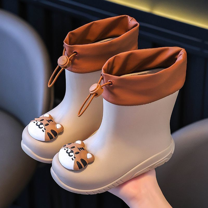 Сапоги резиновые Девочки Мальчики бежевый шоколадно коричневый Eva Россия Шнурки Демисезон