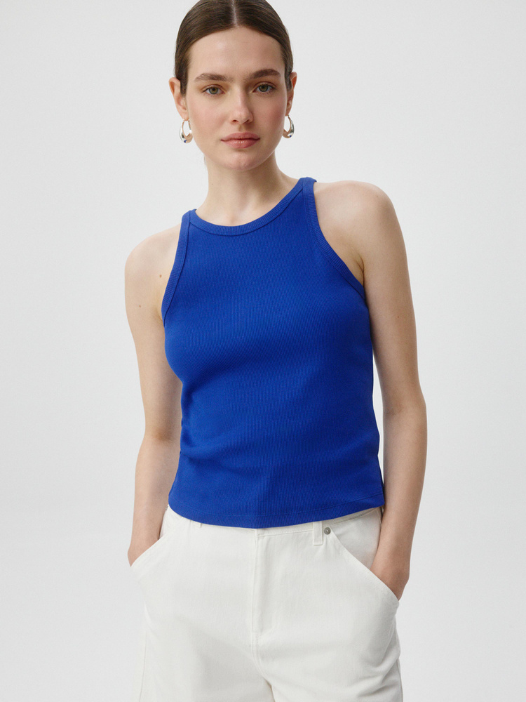 Топ Женский SELA синий, размер 48 Повседневный Узбекистан купить c доставкой на OZON по низкой ...